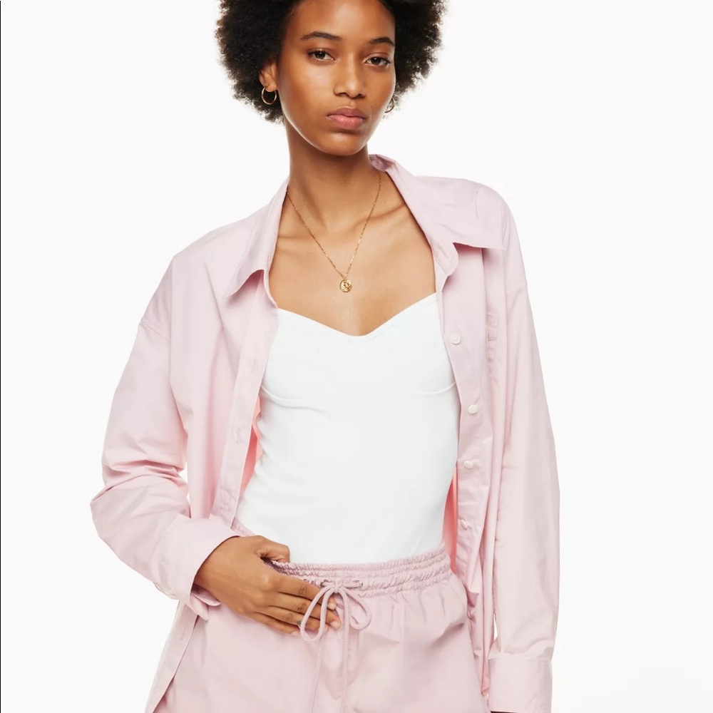 Aritzia Wilfred Free Baby Pink Oversized Button Up Re… - Gem